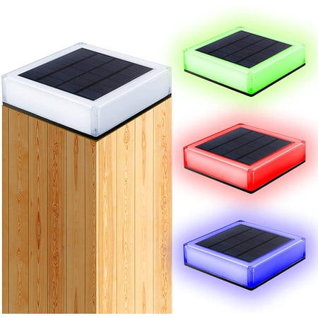 Solar Post Lights Color Changing Solar Post Cap Lights Cubed Solar ...