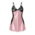 AHTJRT Women's Satin Nightdress Lace Sheer Lingeries Deep V Neck ...