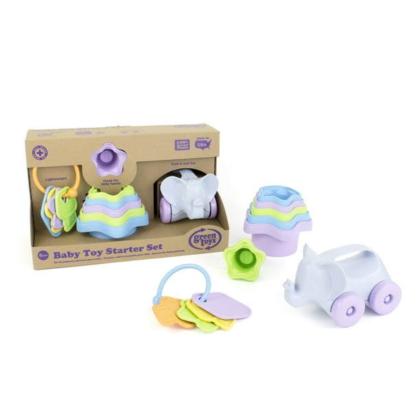Green Toys Baby Toy Starter Set (First Keys, Stacking Cups, Elephant ...