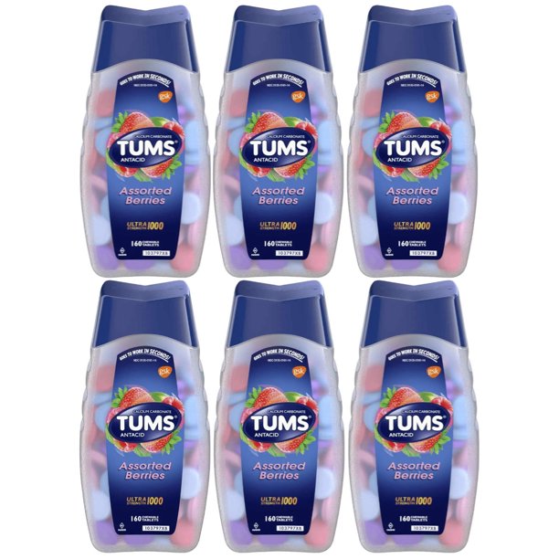 Tums Ultra Strength 10000 Assorted Berries Antacid, 160 Tablets (6 Pack ...