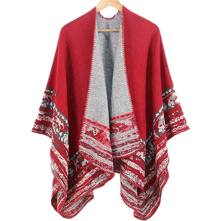 NETSENG Women's Plaid Cape Symmetrical Geometry Poncho Open Front Shawl ...
