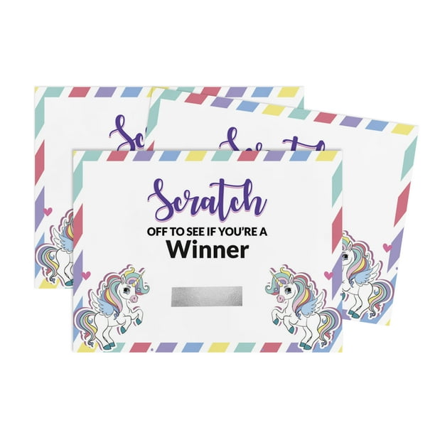 Inkdotpot Girl Baby Shower Scratch Cards, Pack Of 30, Unicorn Theme ...