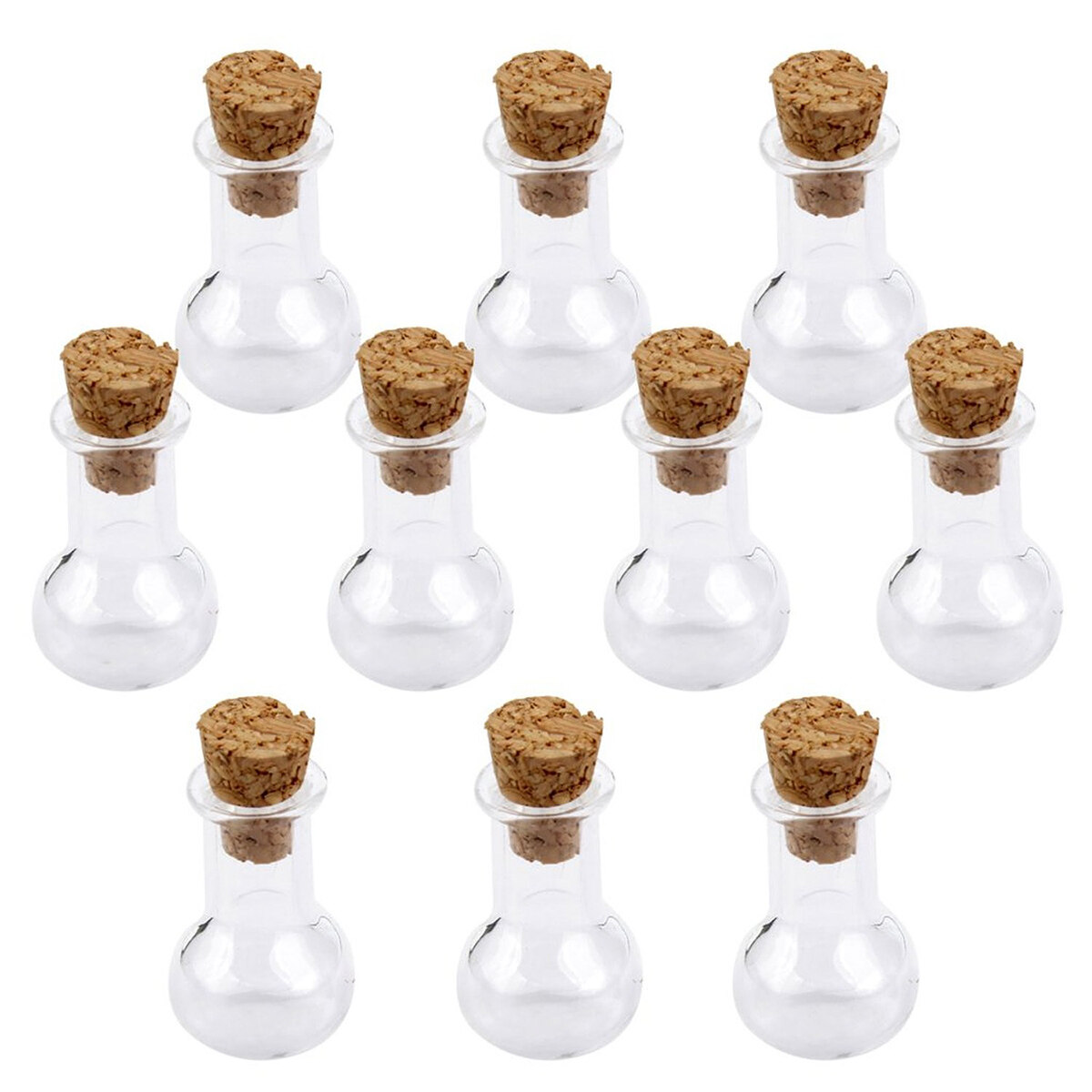 10pcs Bulb Shape Mini Glass Bottles Jars with Cork Wish Note Craft ...