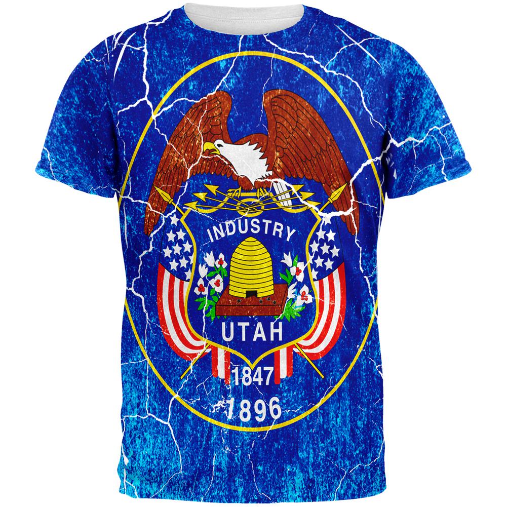 Utah Vintage Distressed State Flag All Over Mens T Shirt Multi MD ...