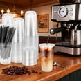 100 Pack Clear Plastic Cups with Flat Lids and Straws, 20 oz Disposable ...