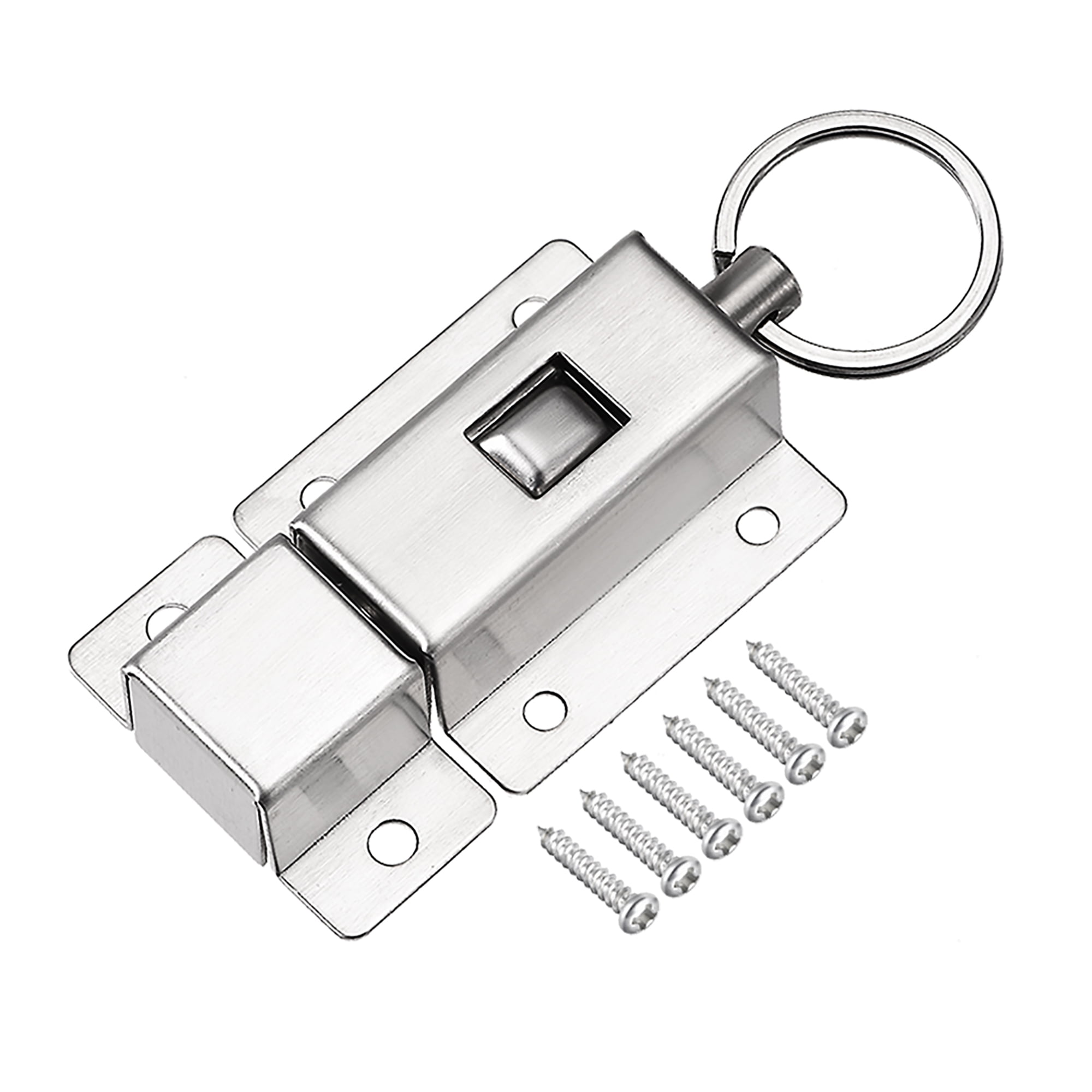 Door Barrel Bolt, Stainless Steel Ring-Pull Spring Loaded Sliding Lock ...