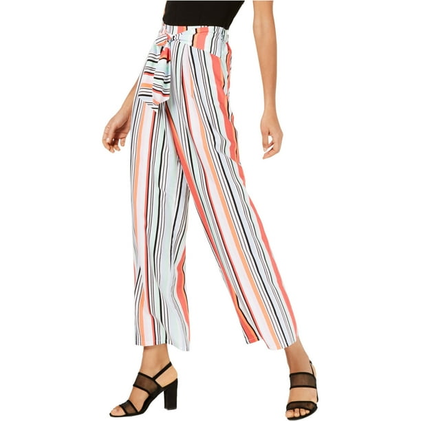 Bar III - bar III Womens Belted Casual Wide Leg Pants, Multicoloured, X ...