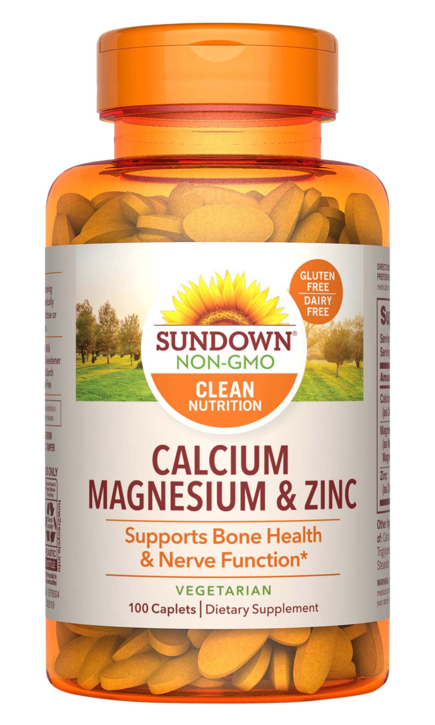Sundown Calcium, Magnesium and Zinc High Potency, 100 Caplets ...