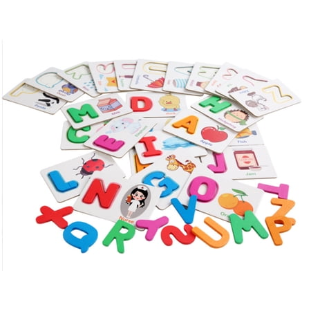 Alphabet Letters Building Block Set Kids Wood 3D Letter Teaching ...