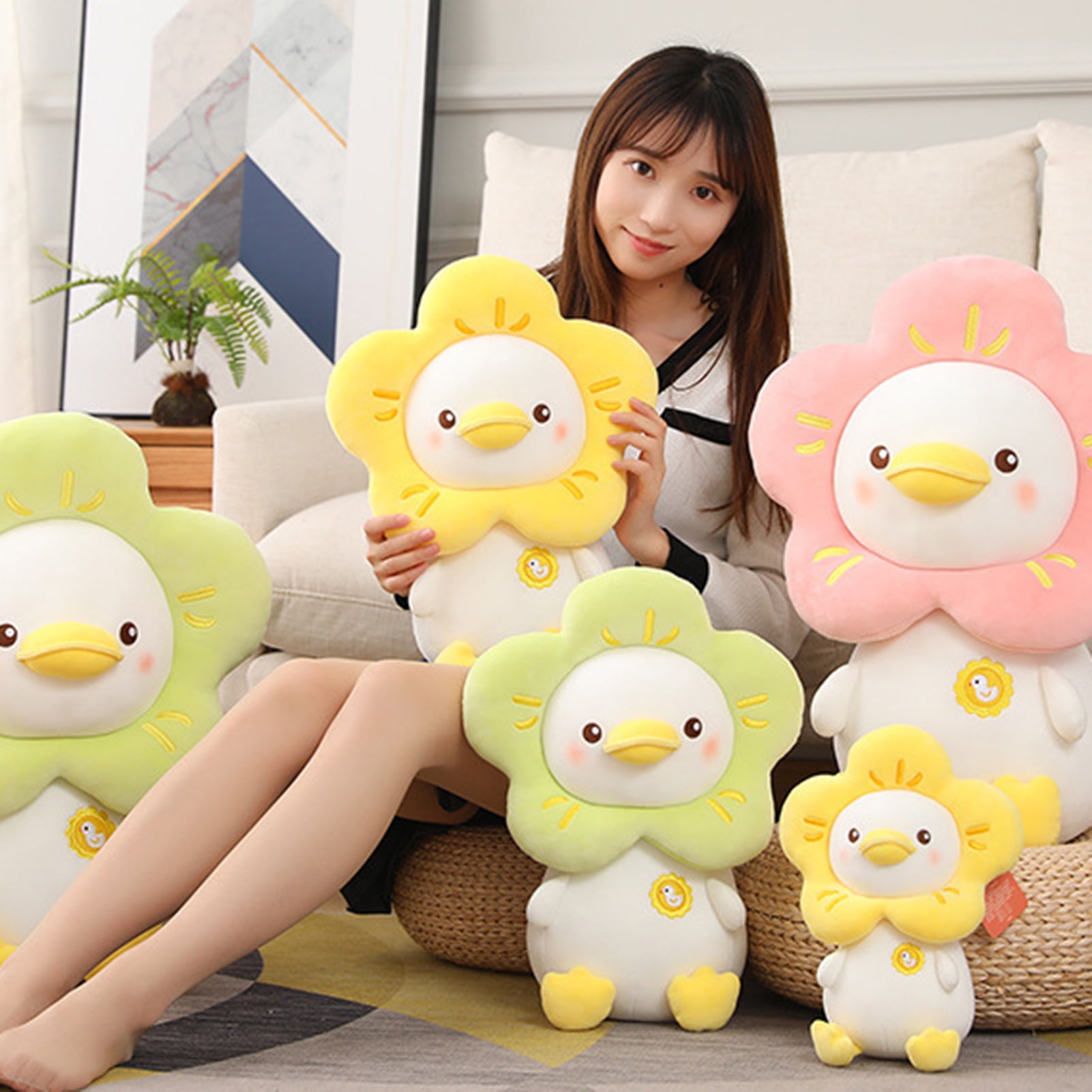 Hesroicy Duck Plush Toy PP Cotton Fully Filled Lovely Flower Duck ...