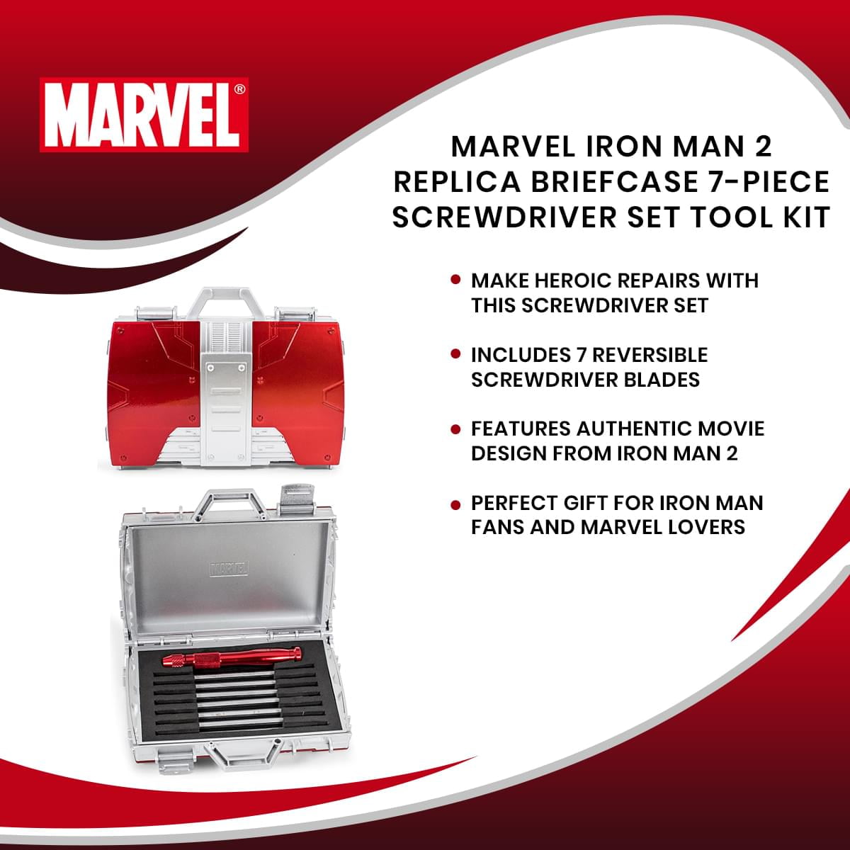 Buy Marvel Iron Man 2 Replica Briefcase 7-Piece Screwdriver Set Tool ...