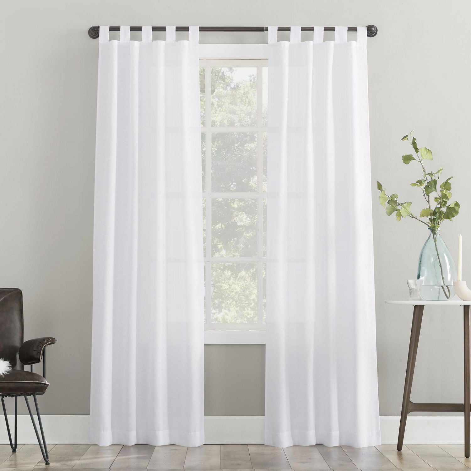 Mainstays 2-Pack Jensen Tab Top Semi-Sheer Curtain Panel Pair, 2 panels ...
