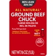All Natural* 80% Lean/20% Fat Ground Beef Chuck, 1 lb Tray - Walmart.com