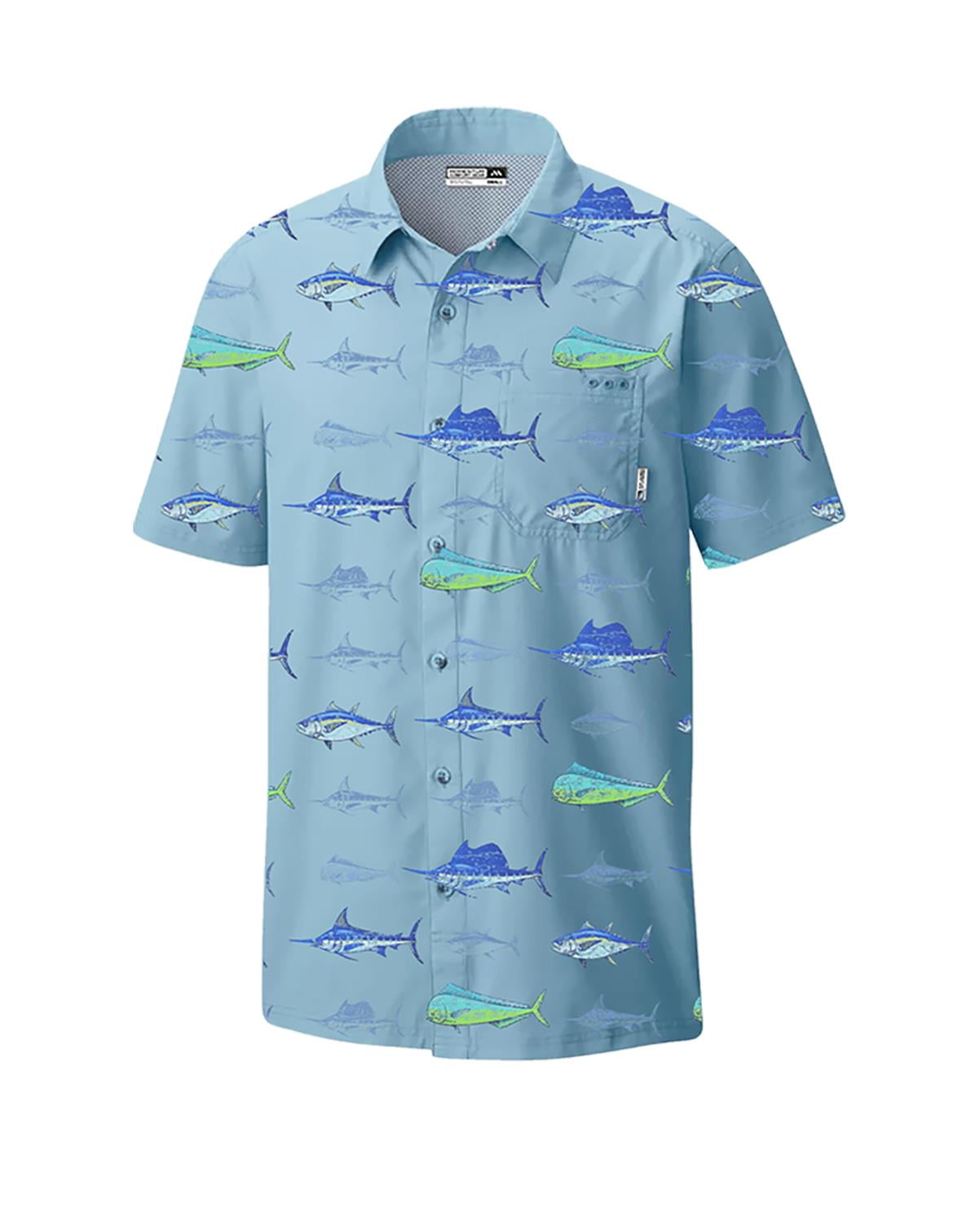 Mens Performance Short Sleeve Button Up Quick Dry Shirt 50+ UPF Fishing ...