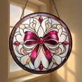 Decorative Pink Bow Stained Glass Style Suncatcher – Round Window ...