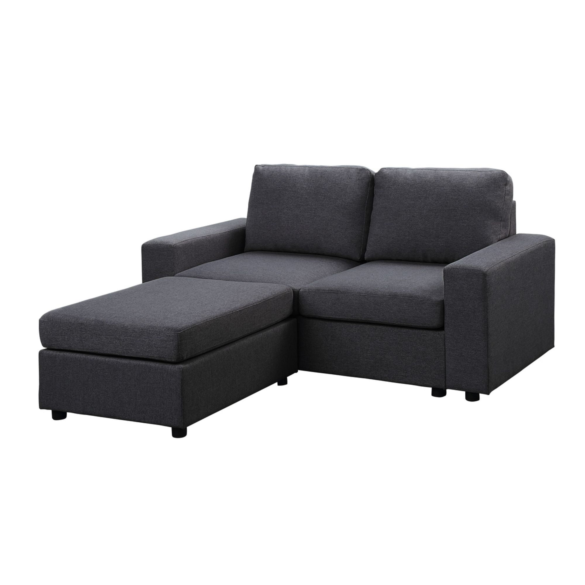 Contemporary Home Living 69 Gray European Style Loveseat With Ottoman