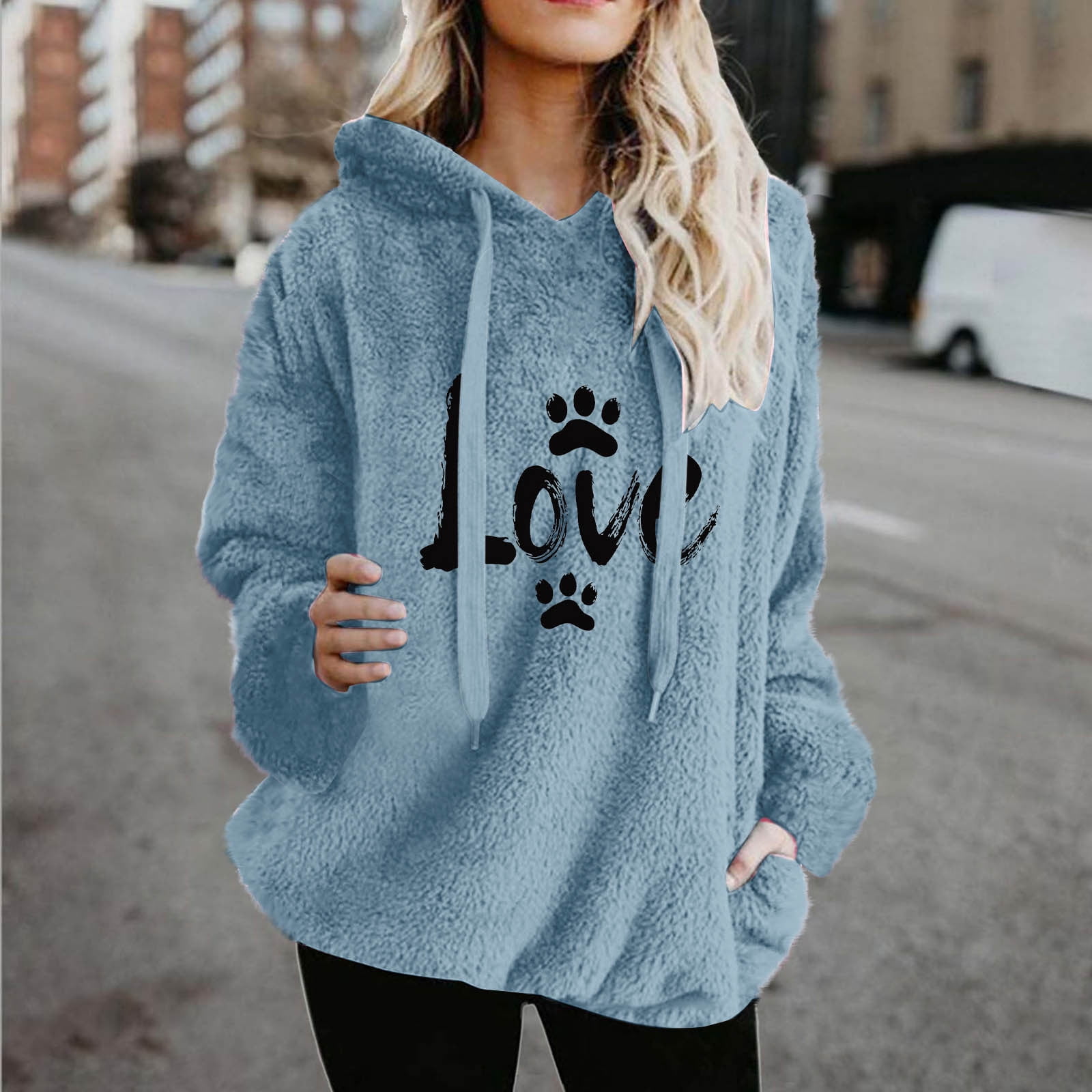 Click here for Sdnall Womens Dog Paw Print Hoodie - Long Sleeve... prices