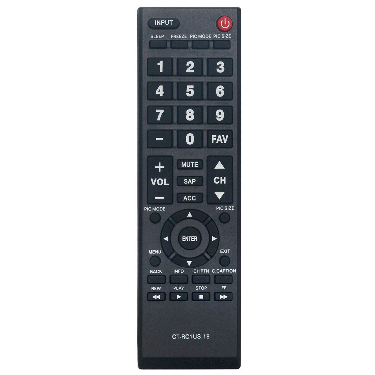 Infared Remote Control CT-RC1US-18 Replace for Toshiba LED TV 49L510U18 ...