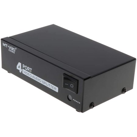 Dyfrio 4-Way AV Switch RCA Switcher 1 in 4 Out Video L/R Audio Selector ...