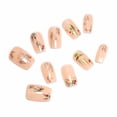Beige Nude Gold Butterfly and Leaf Press on Nails, Medium Squoval ...