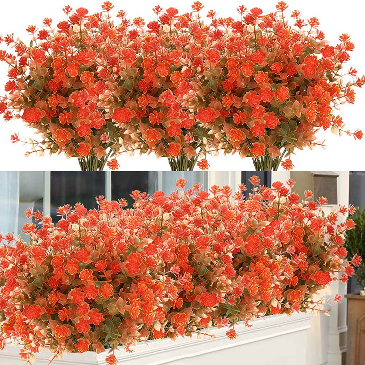 6 Bundles Artificial Flowers Outdoor Fake Flowers, UV Resistant No Fade ...
