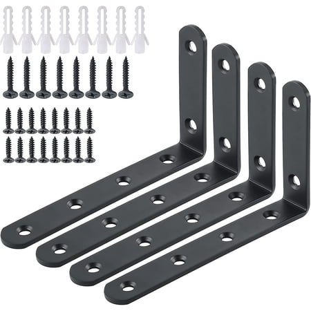 SHTUUYINGG Wall Mount Shelf Brackets Metal Stamped Console Corner ...