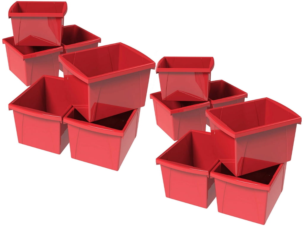 Storex 4 Gallon (15L) Classroom Storage Bin, Red, 12 units - Walmart.com