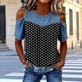 Cold Shoulder Tops for Women Denim Patchwork Polka Dot Print Short ...
