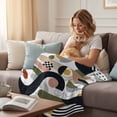 Abstract Color Block Throw Flannel Blanket Modern Black Pink Green ...