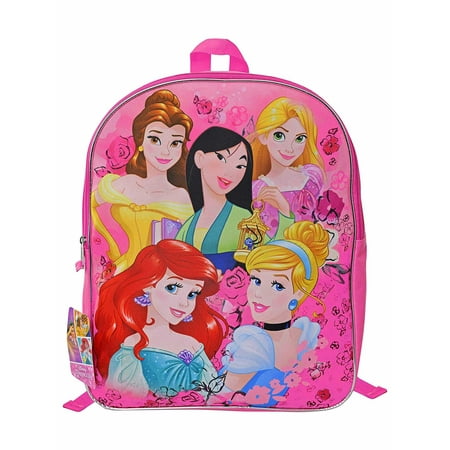 Disney Princesses Backpack 15" Ariel, Cinderella Rapunzel Belle Mulan ...
