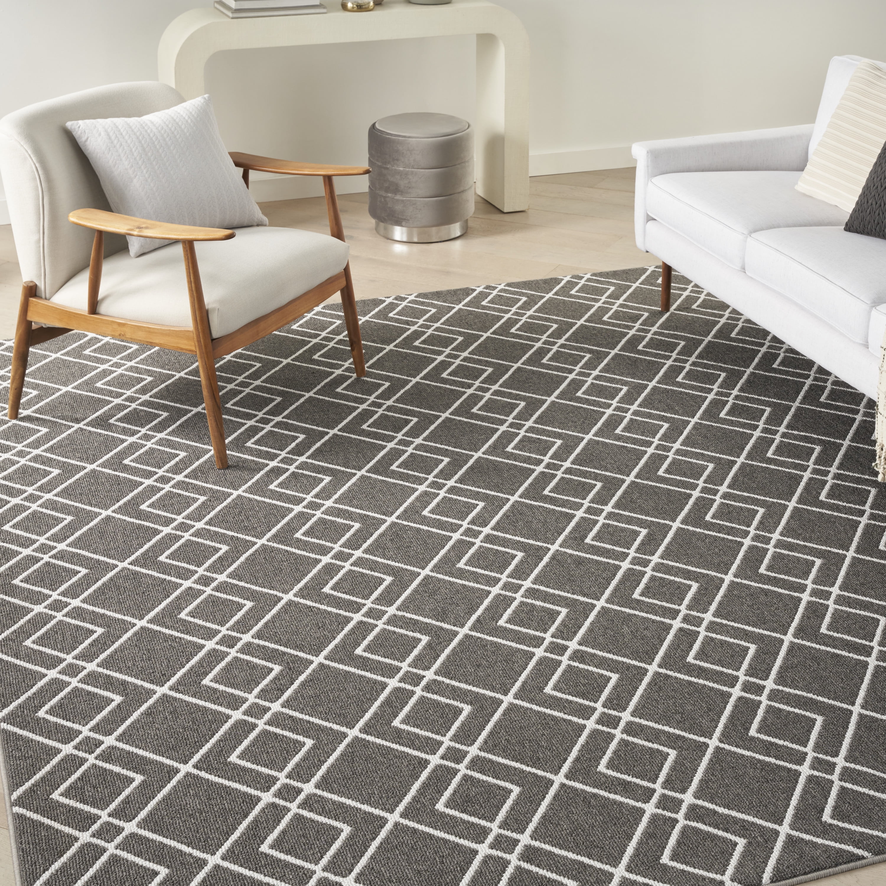 Nourison Modern Lines Geometric Charcoal 8' x 10' Area Rug, (8x10 ...