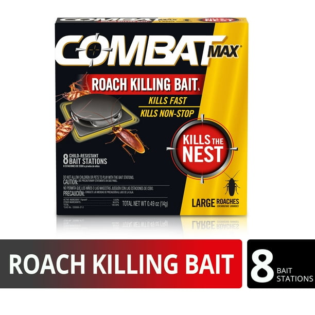 Combat Max Large Roach Killing Bait Stations, Child-resistant, 8 Count ...