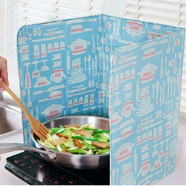 3 Sided Kitchen Splatter Guard Foldable Oil Proof Board Aluminum Foil ...