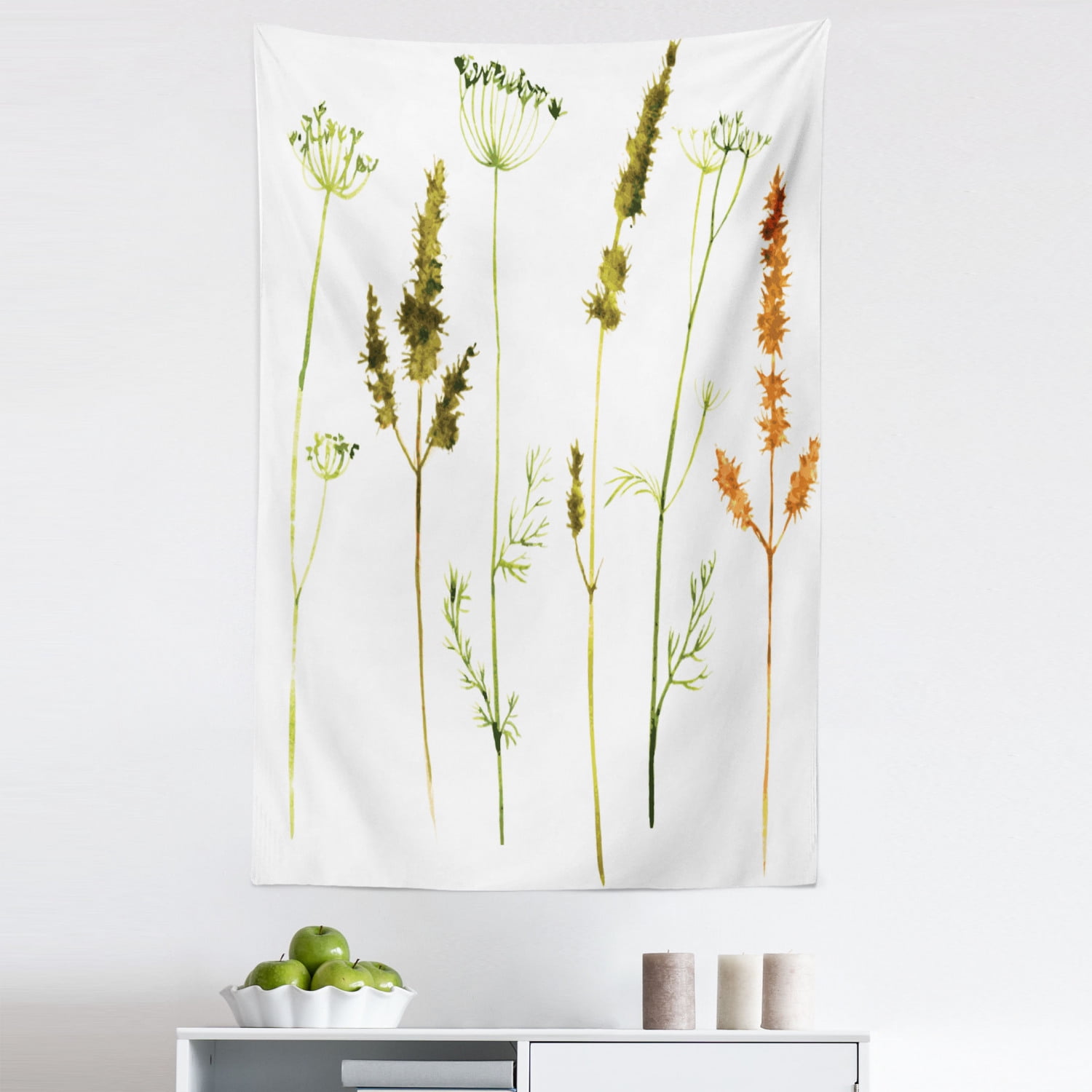 Watercolor Tapestry, Wild Flowers Herbs and Twigs Wilderness Untamed ...