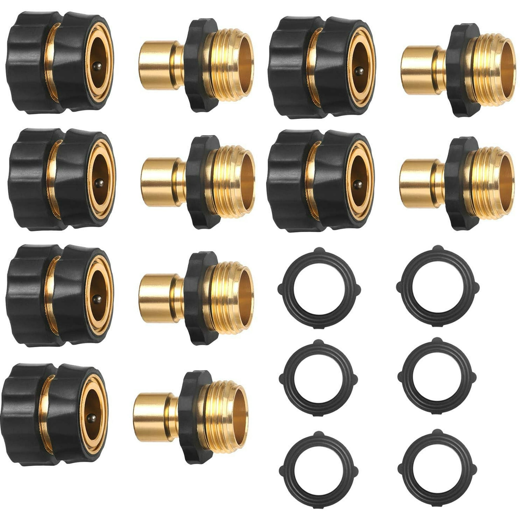 Rkstn Water Connector 3/4 Inch Garden Aluminum Hose Fitting Quick Connector Male And Female Value Pack 4.72×3.15×1.18