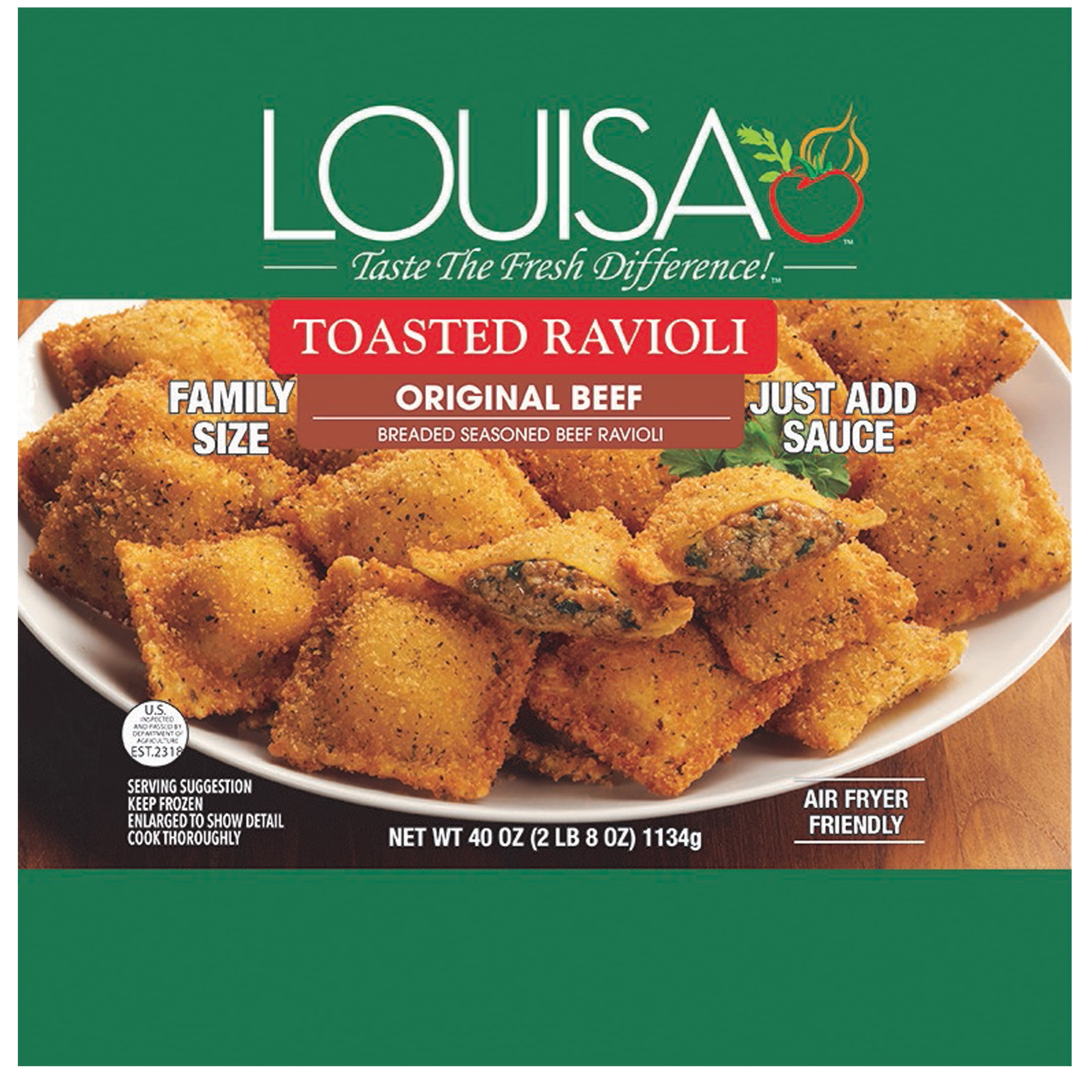 Louisa Original Beef Toasted Ravioli, Frozen, Frozen Pasta Meal, Family ...