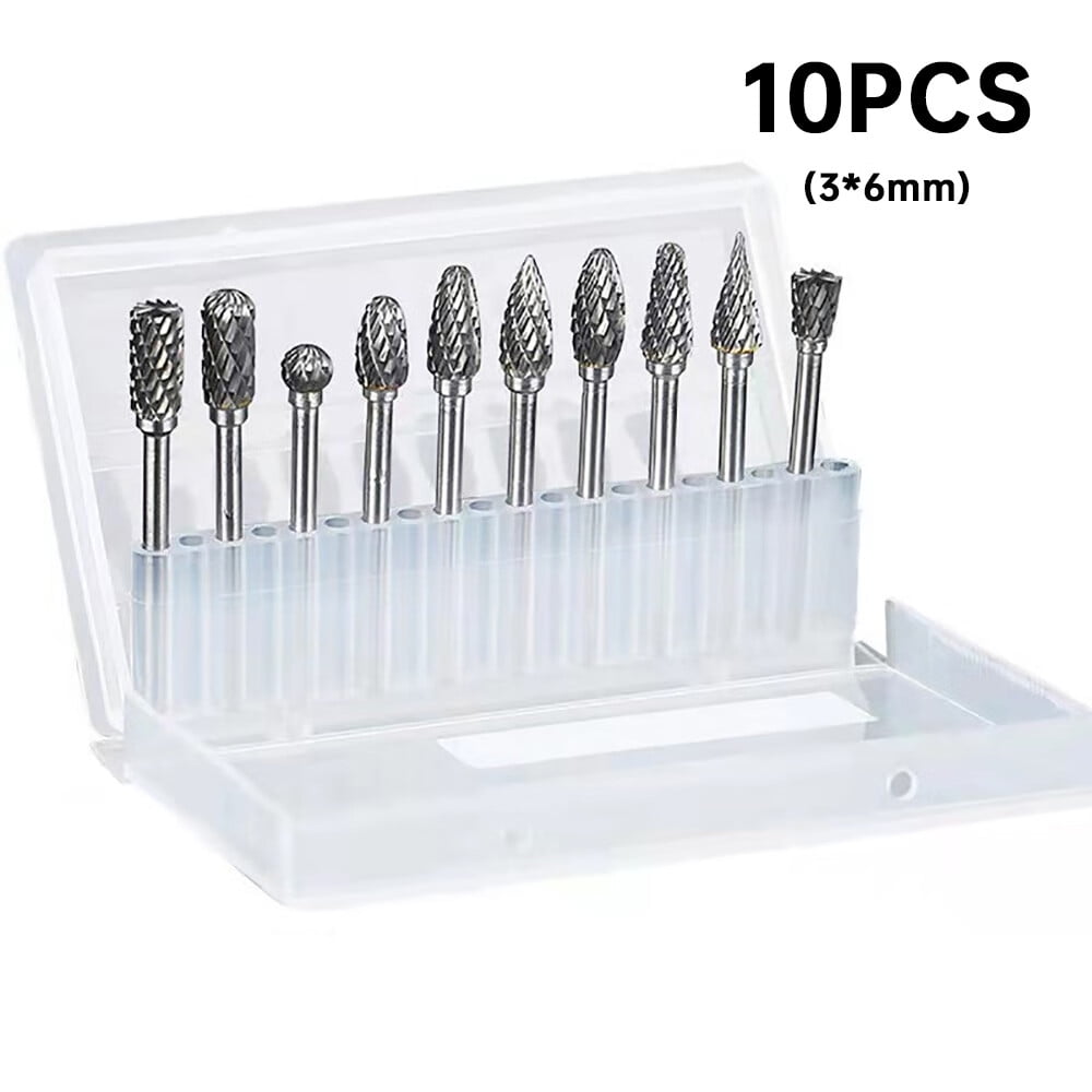 FASLMH Tungsten Carbide Rotary Burr Set 10pcs, Carving Burr Bits, with ...