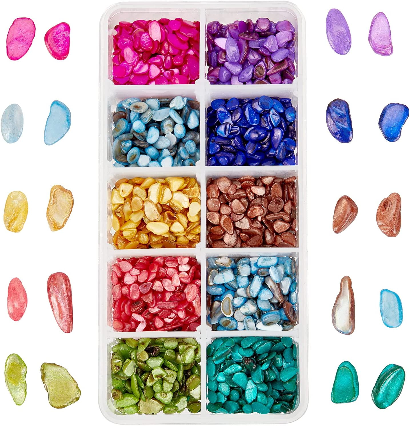120G 10 Colors Small Natural Crushed Shells Resin Filler Dyed Shells ...