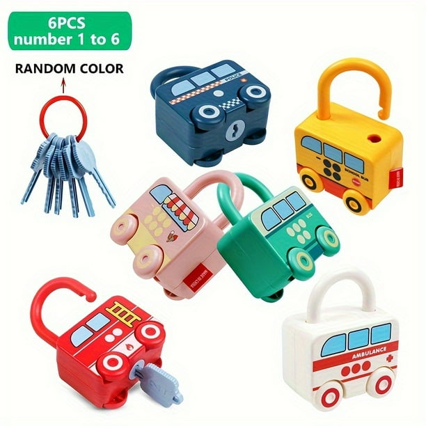 SUTENGDA 6pcs 6-Piece Preschool Lock & Key Toys for Counting Matching ...