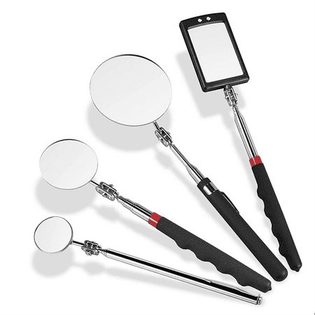 4PCTelescoping Inspection Mirror,LED Lighted Flexible Telescoping ...