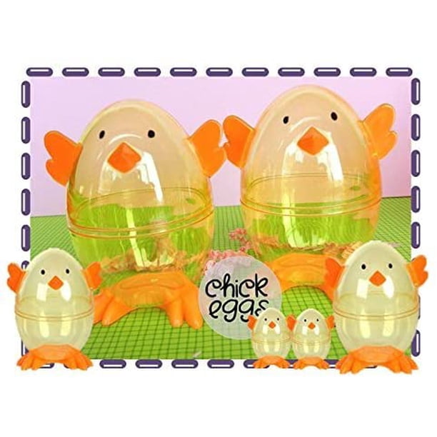Clear Chick Shaped Easter Eggs 3 Fillable Treat Containers - Walmart.com