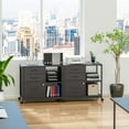 Himusi Mobile Rolling File Cabinet 3 Drawer Wood Filing Cabinet With Large Shelf Locking Usb