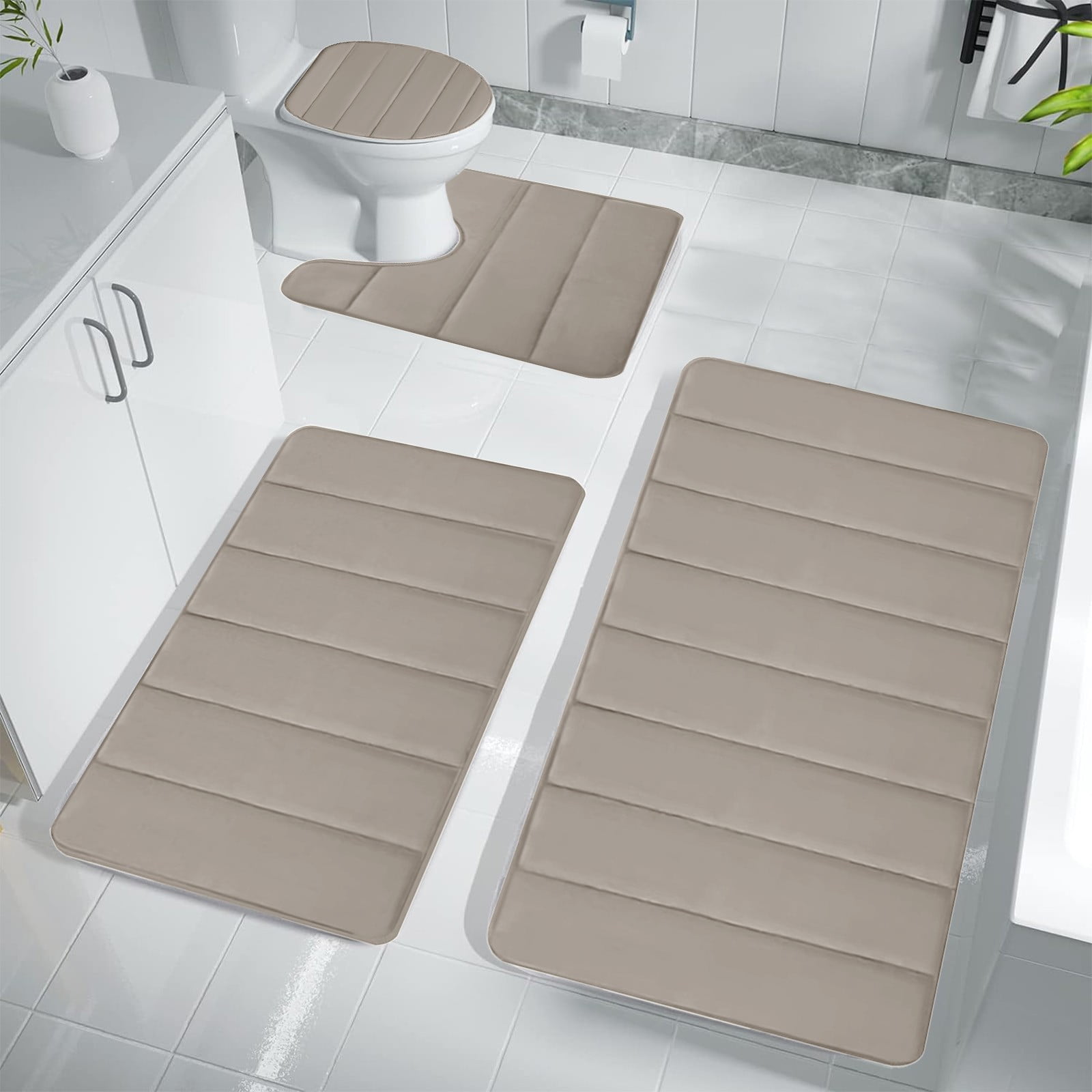 Click here for Aqestyerly Bathroom Rug Set 4pcs Foam Bath Mat Toi... prices