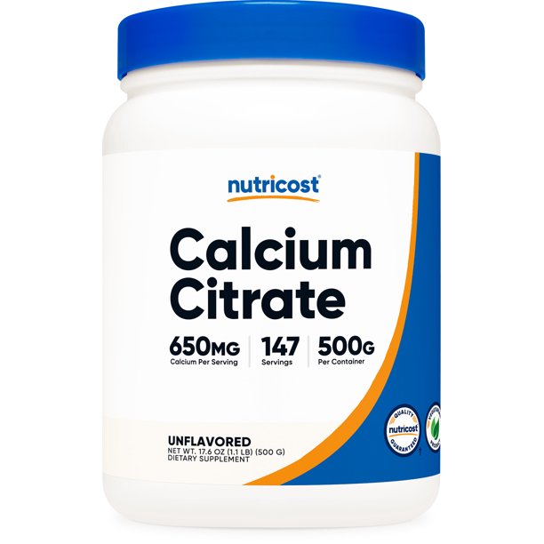 Nutricost Pure Calcium Citrate Powder 500 Grams (Unflavored) Supplement ...
