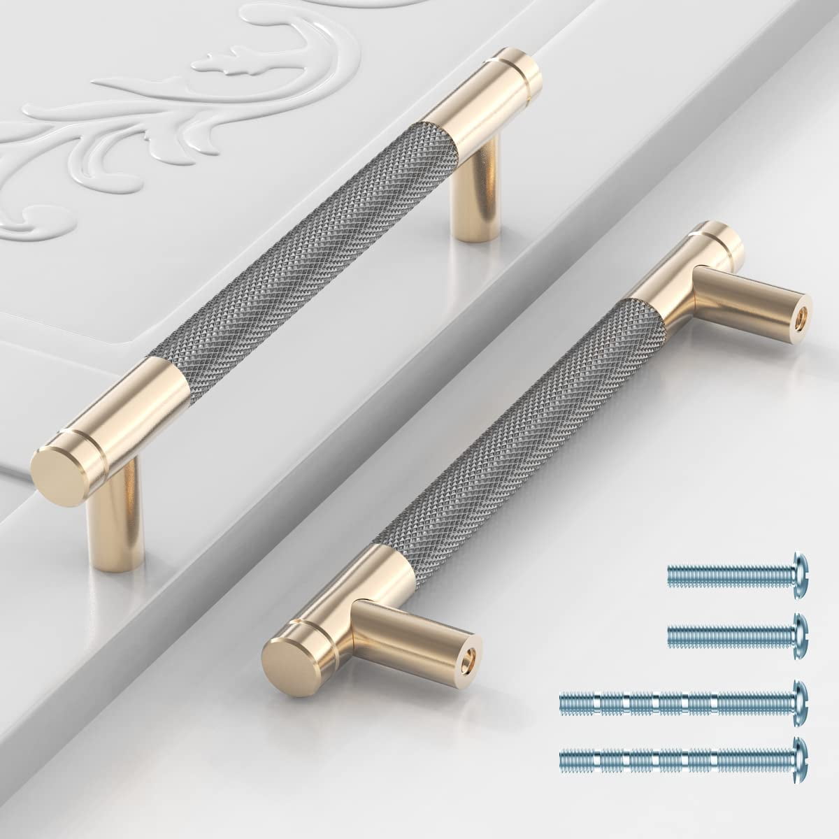 3 Inch Kitchen Cabinet Handles Aluminum Knurled Drawer Pulls Cabinet ...