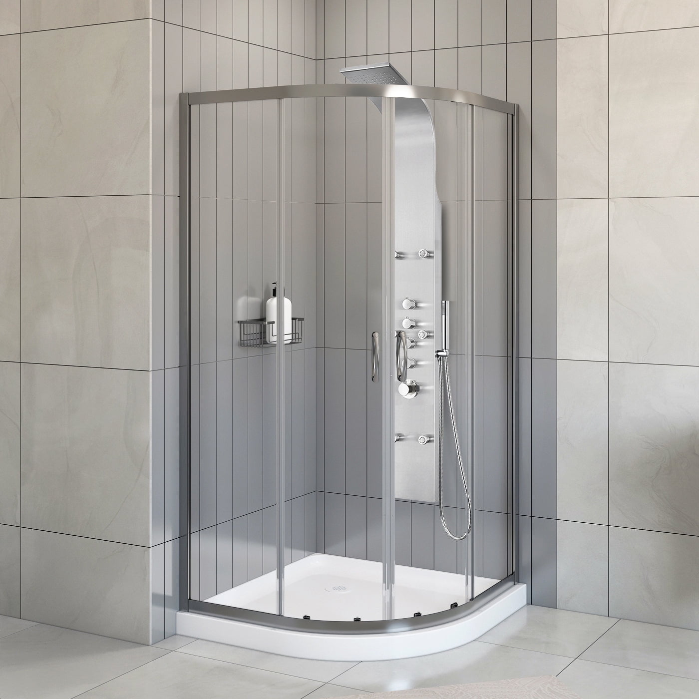 Clyde Polished Chrome Neo Round Corner Sliding Door Shower - Walmart.com
