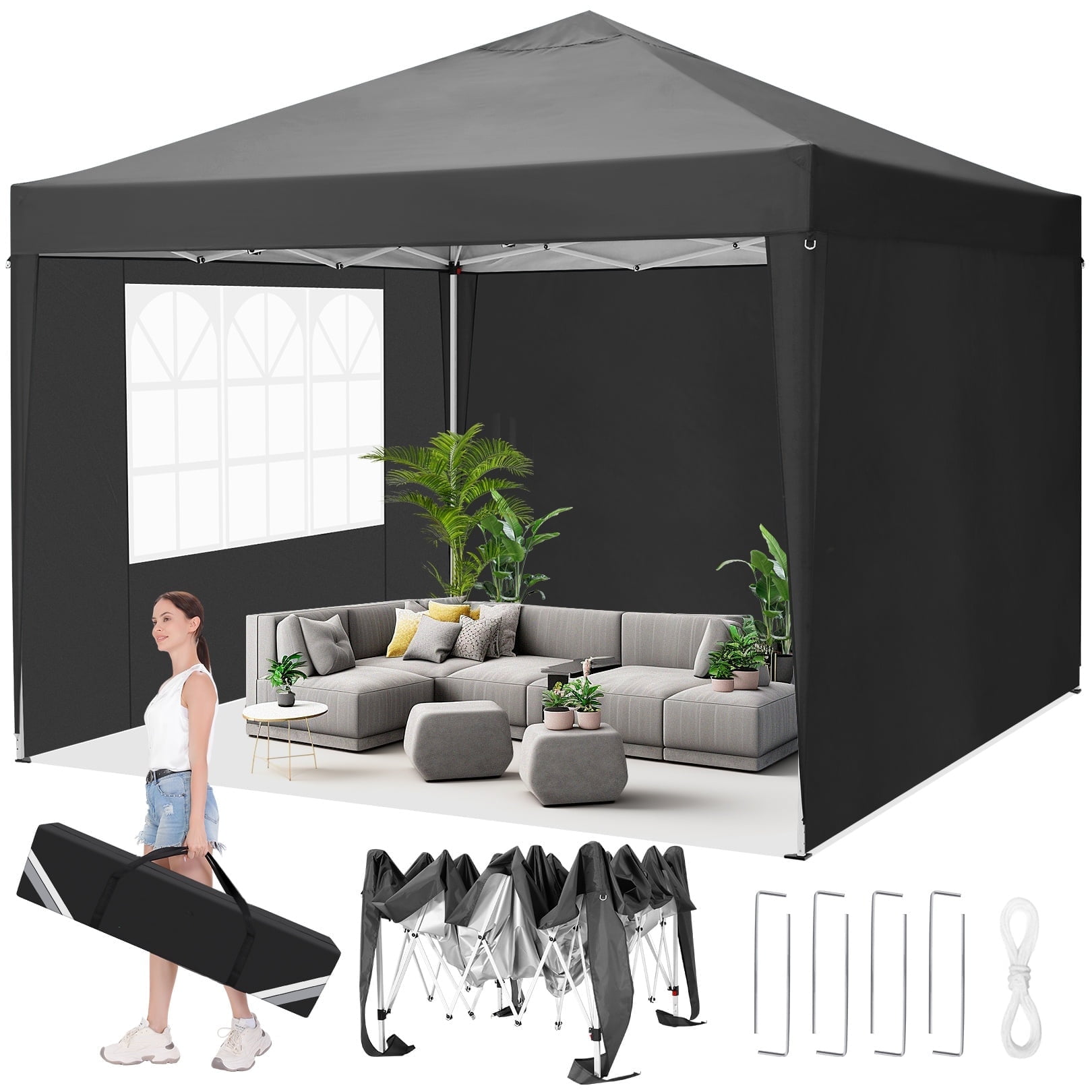 Click here for Sanopy 10 X 10 Ft Pop Up Canopy Tent With 3 Sidewa... prices