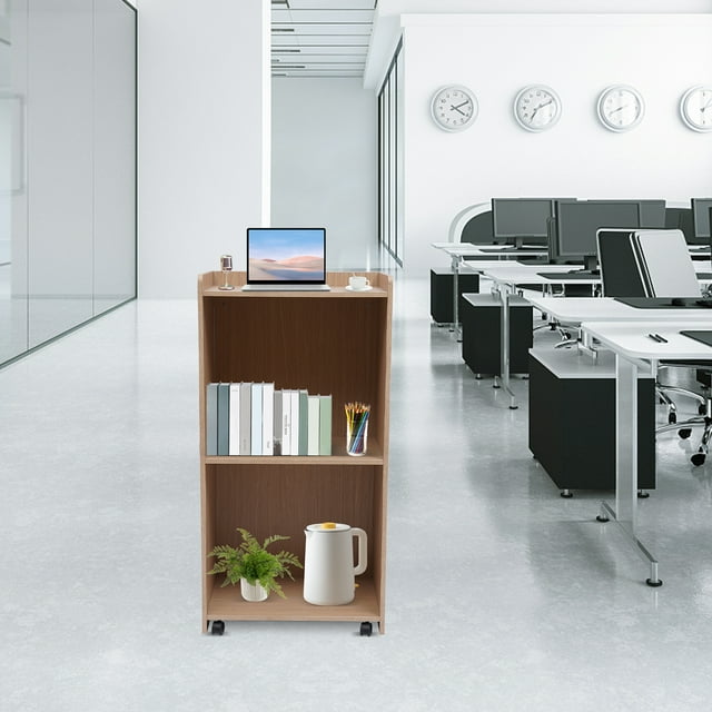 Miumaeov Wooden Lectern Podium with Wheels Portable Presentation Podium ...