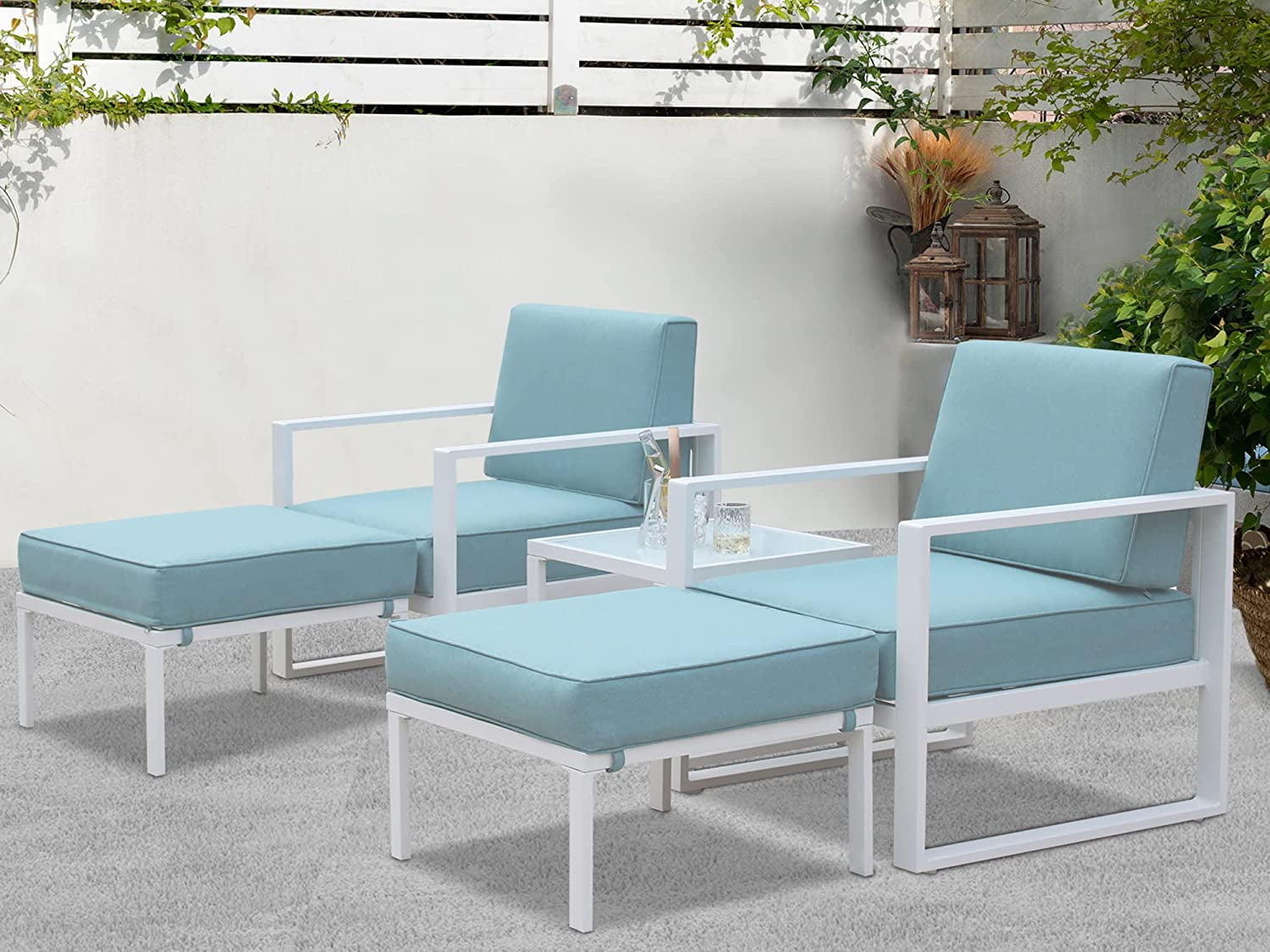 Superjoe 5 Pcs Patio Furniture Set Aluminum Frame Outdoor Chairs All ...