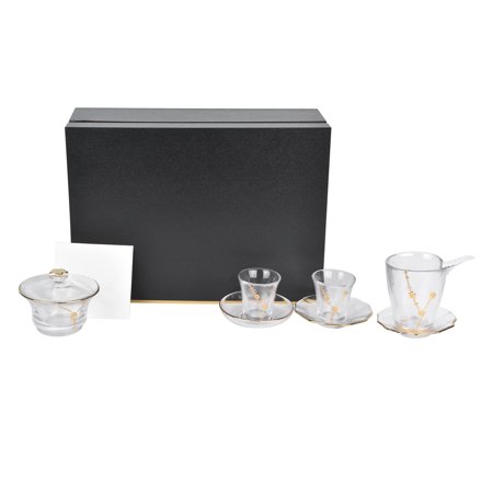 Flower Pattern Crystal Tea Set Heat-Resisting Tea Glasses Cups and ...
